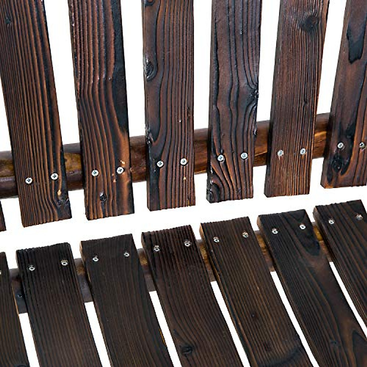 Outsunny Double Wooden Porch Rocking Bench, Adirondack Porch Rocker Chair, Heavy Duty Loveseat for 2 Persons with High Rise Slatted Seat & Backrest, Smooth Armrests, Carbonized