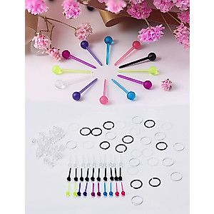 Ftovosyo Invisible Plastic Earring Posts Clear Ear Hole Retainer Hoop Earring Studs Clear Ear Spacers Piercing Jewelry for Men Women Kids Sports Work, Silicone Rubber Backs Earnuts