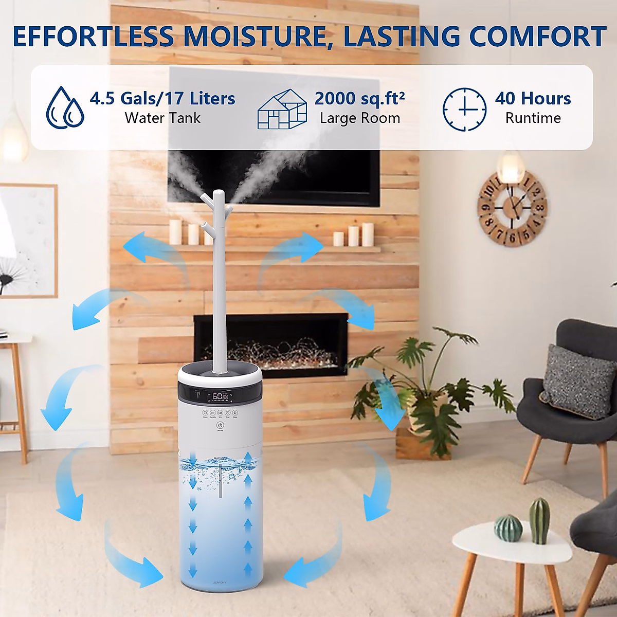 Humidifiers 4.5Gal/17L Humidifier Large Room Top Fill Large Humidifiers for Home 2000 sq ft with Remote Control Large Room Humidifier Quite Whole House Humidifier for Bedroom Tower Humidifier Plant