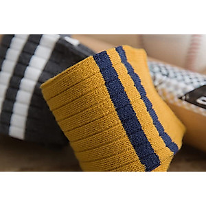 ACCFOD Womens Striped Crew Socks 10 Pairs Cute Retro Long Socks Vintage Fun Fashion Athletic Aesthetic High Socks for Women