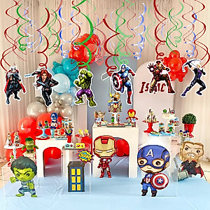 12pcs Party Vortex Decoration for Avengers, Hanging Swirls Decoration for Super Hero Theme Birthday Party Supplies