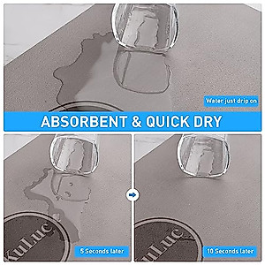 KuLuc Coffee Mat, Coffee Bar Mat, Dish Drying Mat for Kitchen Counter Decor Coffee Station Coffee Bar Accessories under Coffee Maker Coffee Station Organizer Coffee Espresso Accessories Light Gray