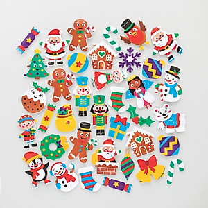 Baker Ross FE765 Christmas Foam Stickers - Pack of 200, Kids Stickers, Ideal for Children's Arts and Crafts Projects, Great for Card Making and Scrapbooking
