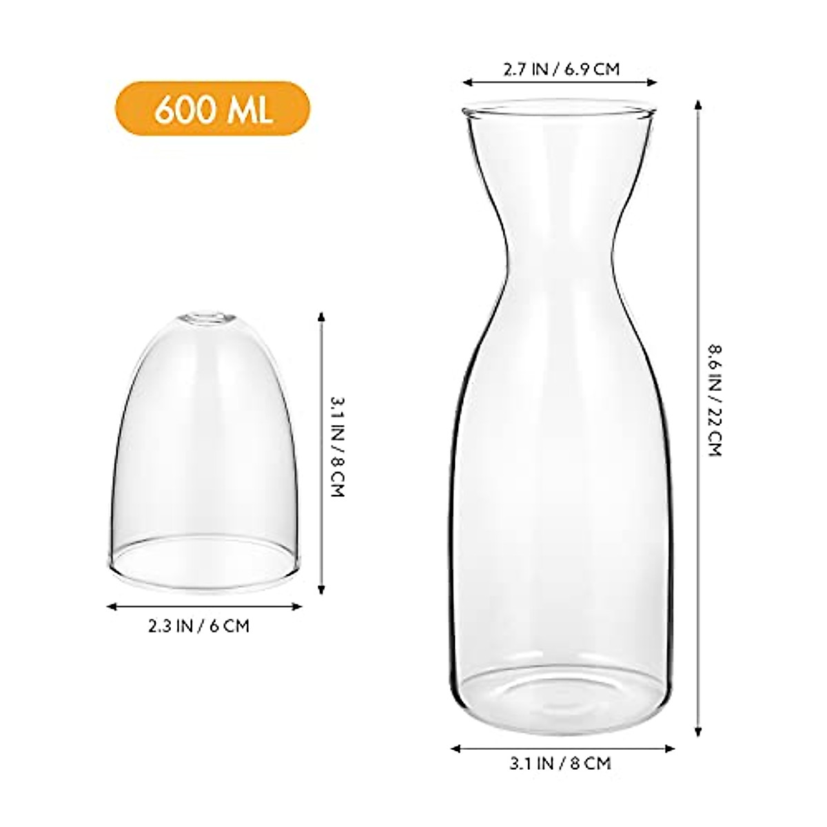 UPKOCH Water Carafe And Glass Set Clear Glass Pitcher Bottle Container Teapot Kettle With Glass Cup Lid Heat And Cold Resistant 501-600ml