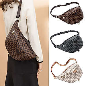 Sling Chest Backpack Fashion bum bag Waist Belt Pack for Men Women Causal Waist Hip Bum Bag Leather Chest Daypack Purses Travel Pouch Sling Backpack Bag (Brown)