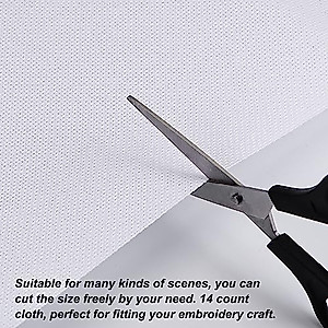 HARFINGTON 14 Count Cross Stitch Cloth 12 by 20 Inch Cross Stitch Fabric 5PCS Classic Reserve Embroidery Cloth for Craft Embroidery, Handmade Needlework, DIY Handicrafts, Pure White