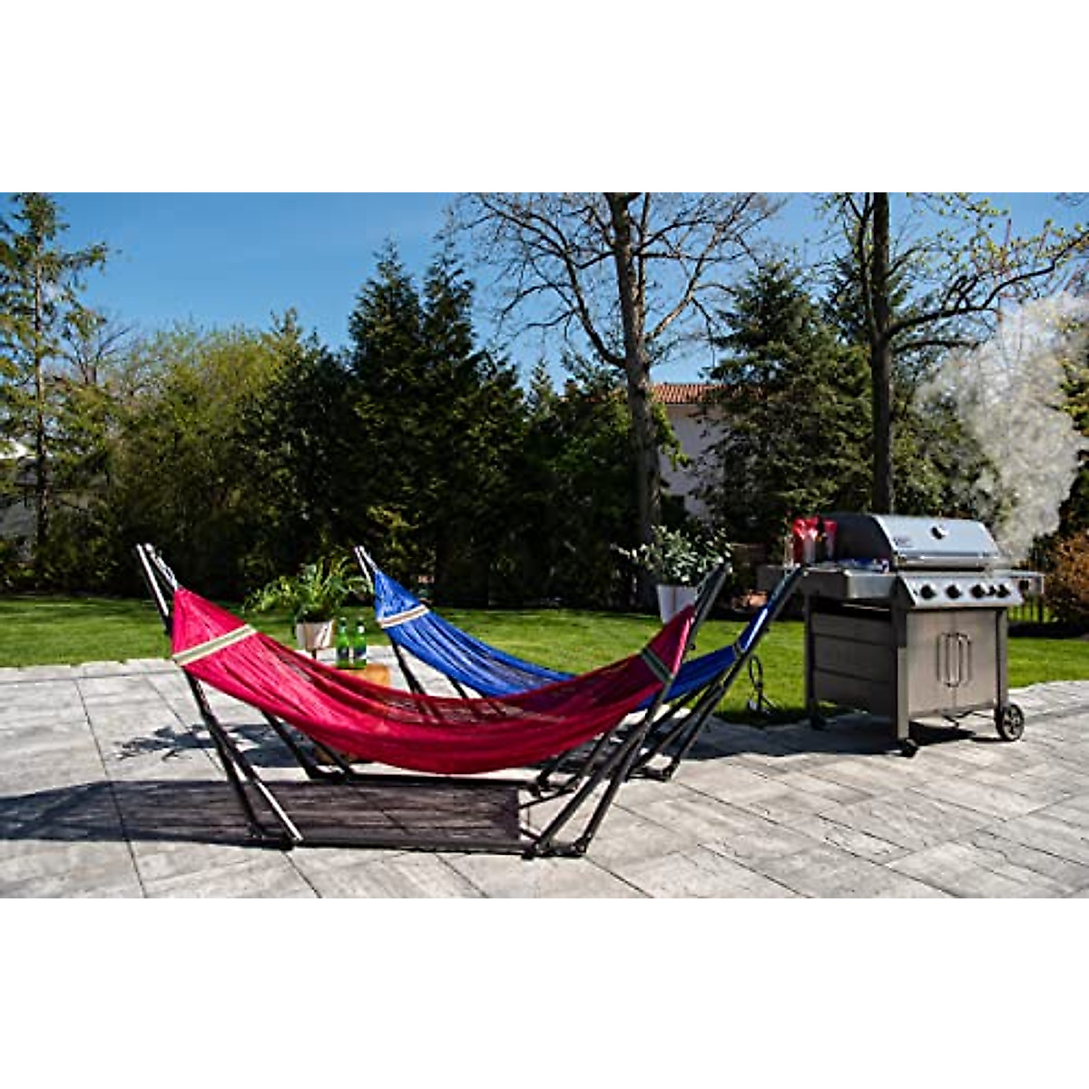 Best Home Fashion Hammock with Collapsible Steel Stand & Carrying Case, Portable & Adjustable, Perfect for Camping Beach Summer Patio, EZ Daze Foldable Hammock with Stand - Navy