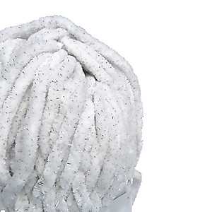 Troyarn Velvet Star, Silvery Glitter Chenille Baby Blanket Yarn Amigurumi Yarn for Crocheting and Knitting Super Bulky 100 gr (120 yds) Length: 110 m (10401 - White, 1 Skein)