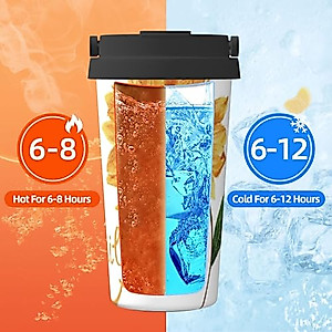 WANGXUEE Smile Face Sunflower Print 500ml Stainless Steel Travel Tumbler Double Wall Vacuum Insulated Coffee Mug
