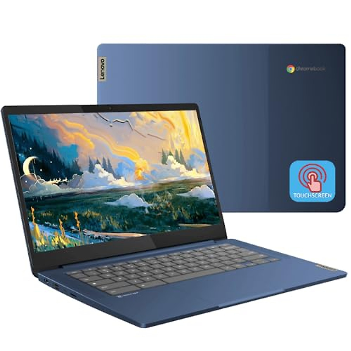 Lenovo Slim-3 Touch-Screen Chromebook Laptop Computer for Students and Business - 14" FHD Display, 13.5H Long Battery Life, MediaTek 520, 4GB RAM, 64GB eMMC, 256GB Micro SD, Wi-Fi 6, Chrome OS