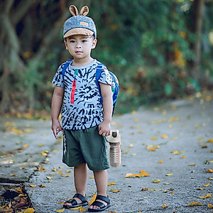 efiLneerG Boys Sports Water Bottle for School Kids Keep Cold Insulated Waterbottle 16 oz BPA Free Leak Proof Cool Cute Plastic Rugby Football Water Bottles with Straw Lid and Handle