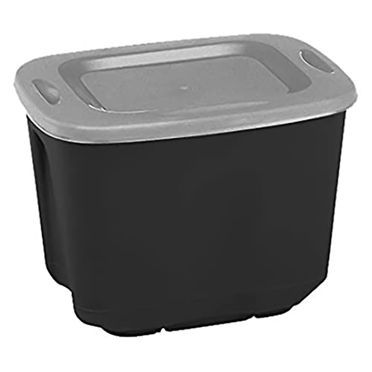Homz Plastic Storage Tote Box, With Lid, 10 Gallon, Black and Silver, Stackable, 1-Pack