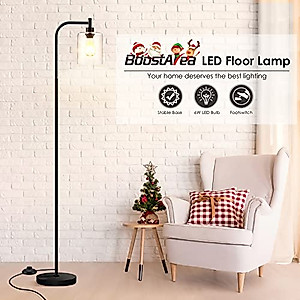 Floor Lamp, Standing Lamp with Glass Lampshade, 6W LED Bulb Included, Modern Floor Lamp with Foot Switch, Industrial Floor Lamp, Bright LED Floor Lamp for Living Room and Bedroom, Office, Simple Style