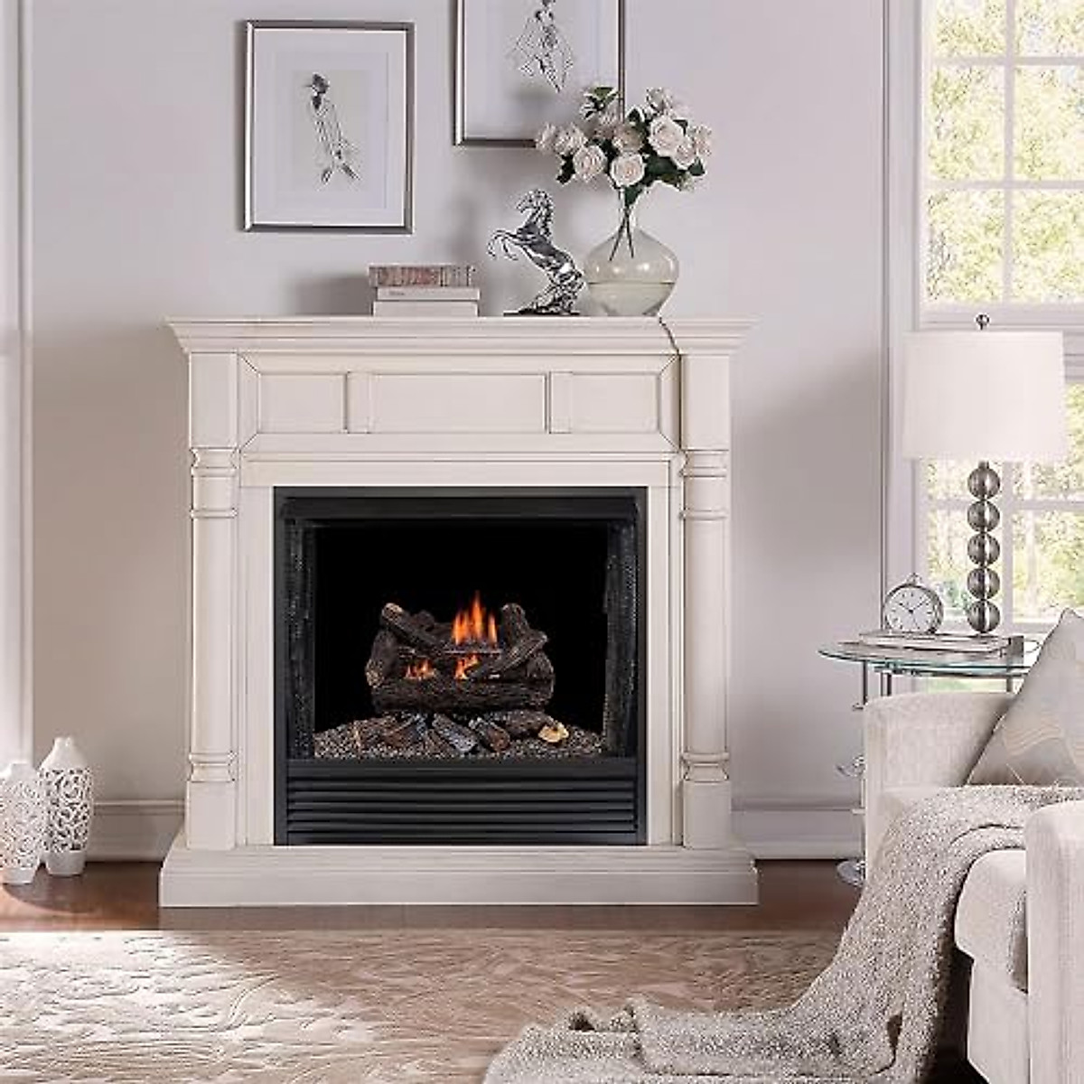 Duluth Forge DLS-18R-2 Dual Fuel Ventless Fireplace Logs Set with Remote Control, Use with Natural Gas or Liquid Propane, 30000 BTU, Heats up to 1000 Sq. Ft, Stacked Red Oak, 18 Inches