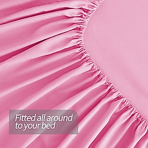 Ersmak Full Size Sheets Set (4 Piece), Super Soft Brushed Microfiber Bed Sheets with 16 Inch Deep Pocket, Egyptian Quality Luxury Bedding Set - Pink