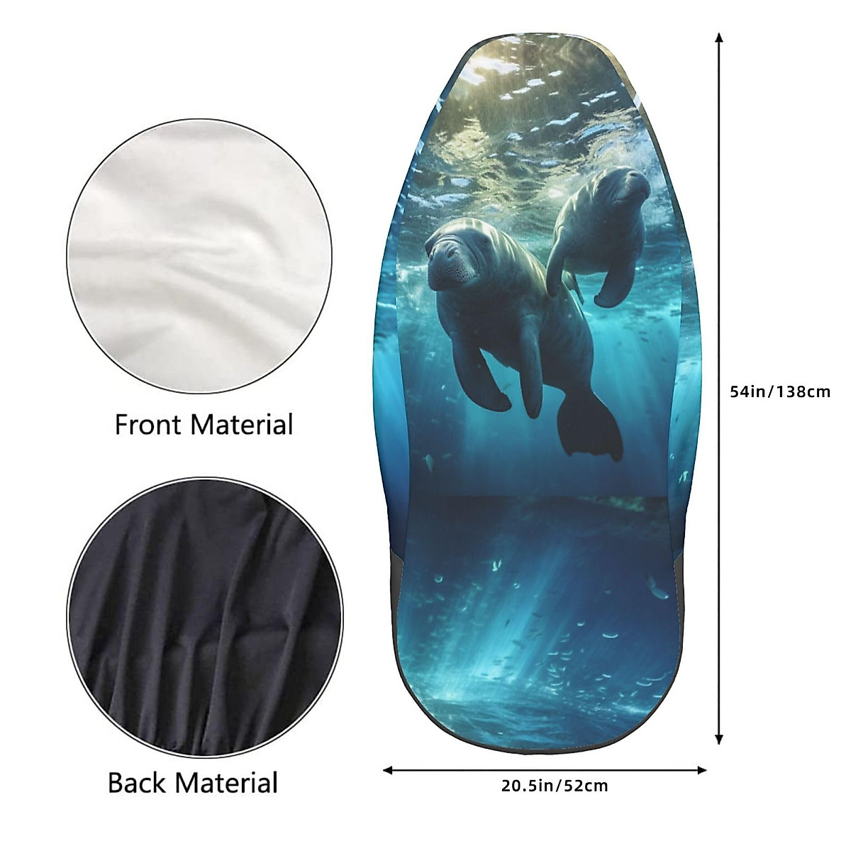 Foruidea Florida Manatee Mother and Baby Car Seat Covers Universal 2 Pcs Auto Front Seat Cover Fit Most