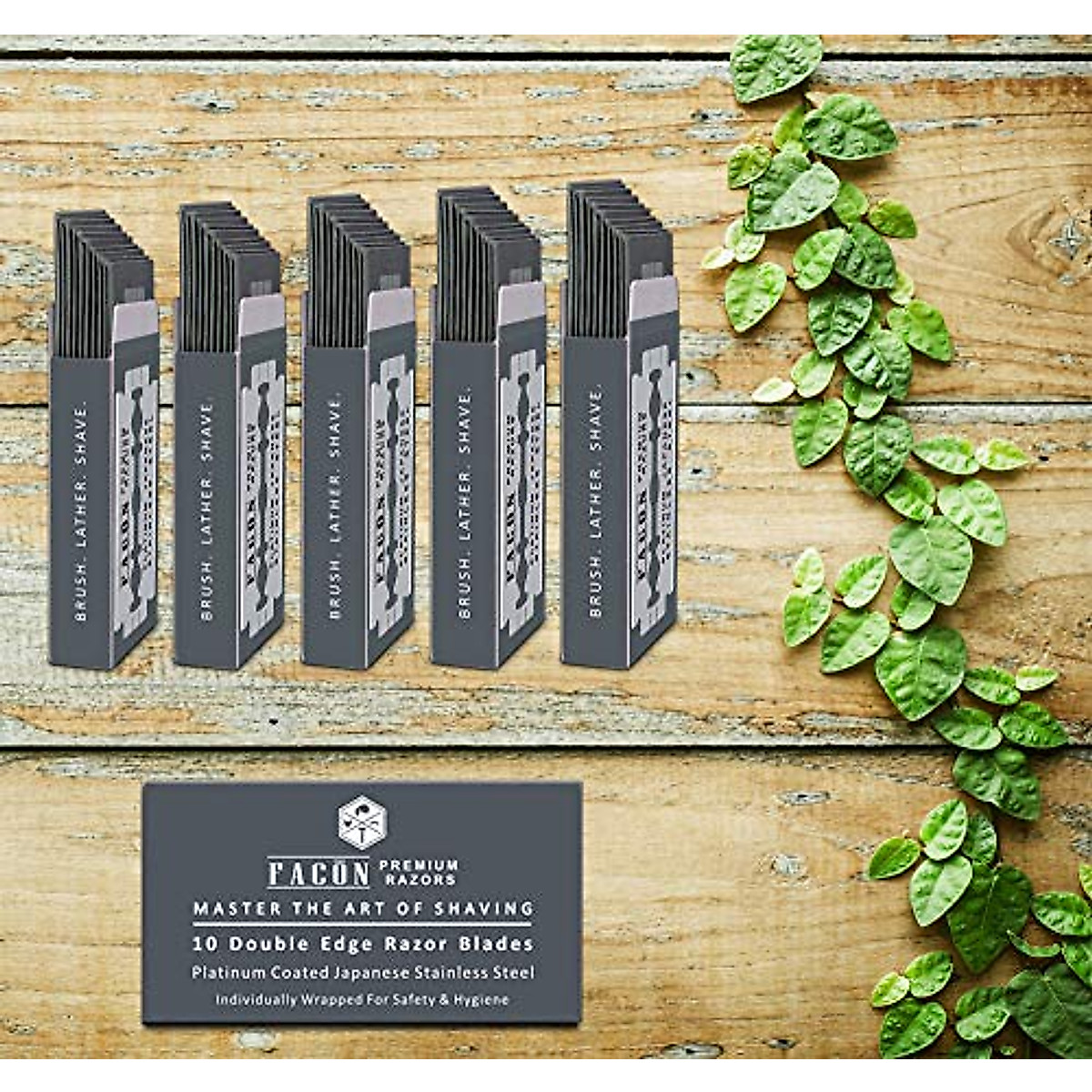 50 Facón Platinum Japanese Stainless Steel Double Edge Razor Blades for Safety Razor - Close Smooth Shaving Experience - 200+ Shaves