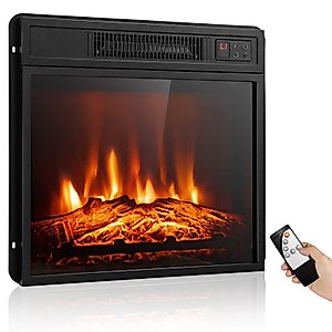 ORALNER Electric Fireplace Insert 18 Inch, Recessed Fireplace Heater with 3 LED Flame Effects, Remote Control & 6H Timer, Overheating Protection, Fireplace Insert for TV Stand, 1400W, Black