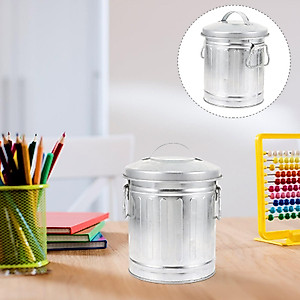 Cabilock Ash Bucket with Lid Galvanized Metal Canister Dry Food Storage Container Mini Trash Can Wastebasket Iron Fireplace Charcoal Bucket Ash Can Pen Holder for Stove B