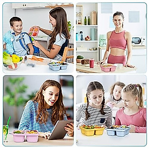 6 Pack Snack Containers, 4 Compartment Divided Snack Container for Kids, Bento Snack Box for Adults, Reusable Meal Prep Lunch Containers with Compartments, Small Bento Box for Work Travel