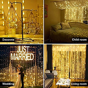 LIUPENGWEI LED Light String Curtain, Remote Control, 8 Modes Lights, Warm White LED 300 Fairy Lights, Decorative Light String Fairy, Home Garden Decoration Wedding Party Garden Ghost Light