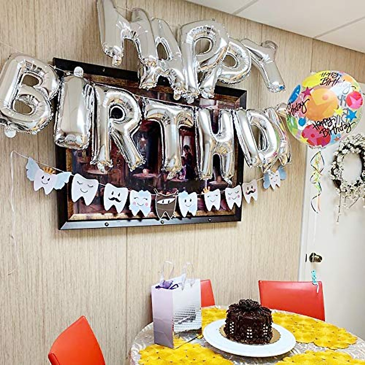 Aduck Baby Shower Decorations Tooth Party Banner for Boys or Girls Birthday Party, 10 Different Smilling Tooth Angel Deisgn with Cute Mustache, Cloud and Crown.