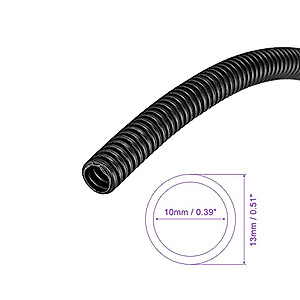DMiotech 13.0mmx10mmx3.0m PP Non-Split Corrugated Tubing Indoor Outdoor Cord Management for Wrap Tidy Office Garden