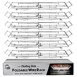 Foldable Chafing Wire Rack Buffet Stand - 6 Pack Full Size Racks For Dish Serving Trays Food Warmer catering supplies for Parties, Occasions, or Events