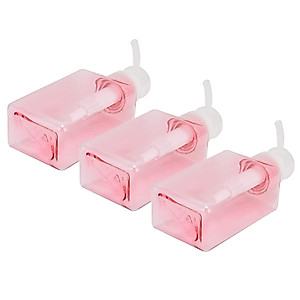 Soap Dispenser 100ml, 3Pcs Refillable Plastic Cosmetic Pump Bottle Clear Pink Hand Soap Dispenser Shampoo Lotion Travel Containers
