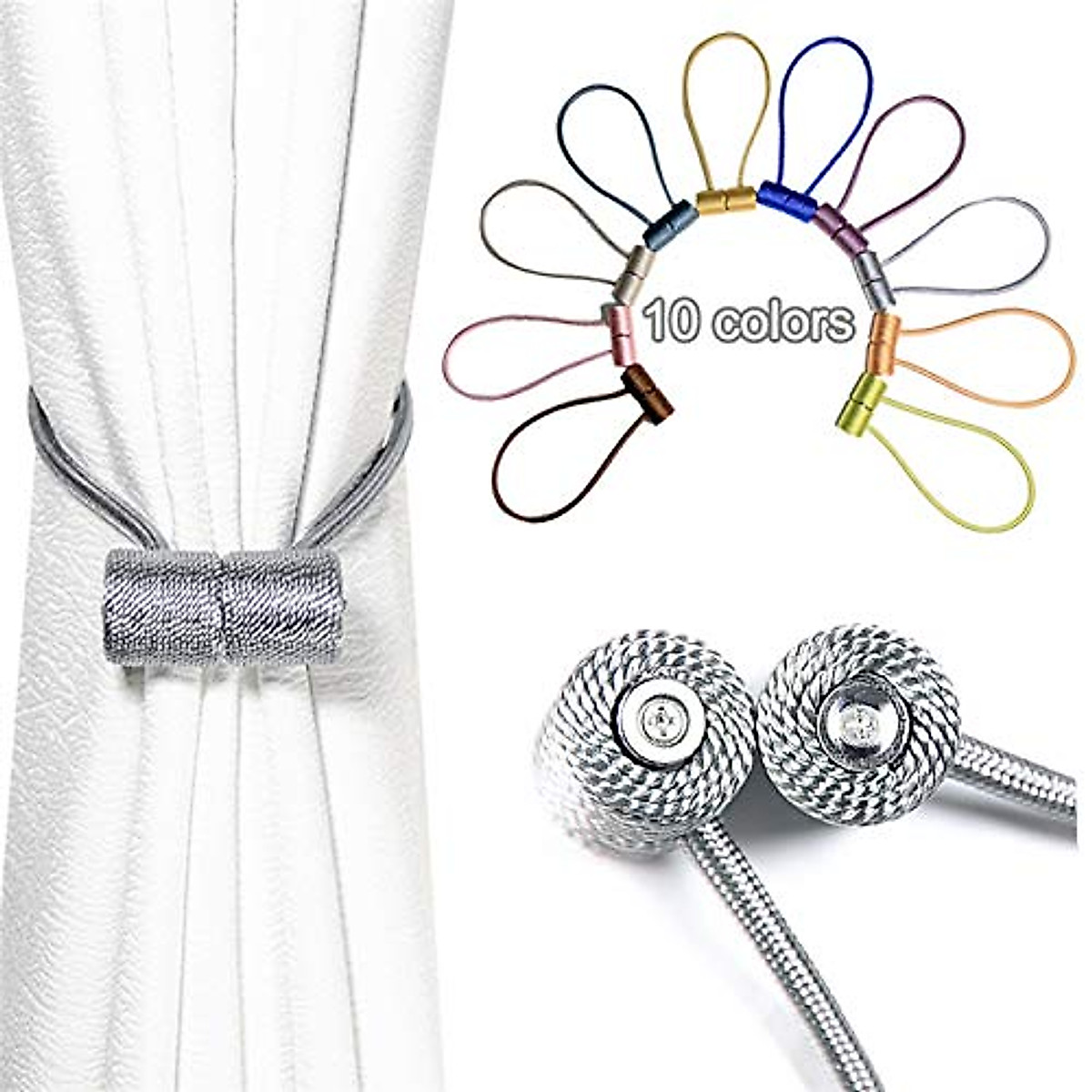 WCNMB Beautiful and Stylish 1Pc Magnetic Curtain Tieback Magnet Buckle Strap Curtains Holdbacks Clip Rod Tie Backs Hanging Belts Rope Accessoires Curtain tie (Color : Sapphire, Length