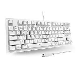 Macally Mac Mechanical Keyboard Backlit - Retro, but Modern - (Tactile/Audible Brown Switches) USB Backlit Wired Keyboard with Crisp White LEDs and Weighted Base - TKL Keyboard for Mac and PC