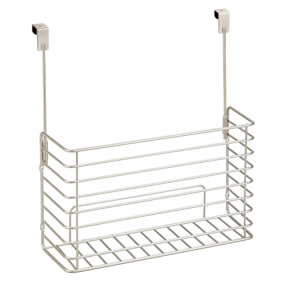 mDesign Metal Wire Kitchen Bakeware Organizer Basket - Hang Over Cabinet Door - Storage for Baking Sheets, Cupcake Tins, Cutting Boards, Foil, or Plastic Wrap - Concerto Collection - Matte Satin