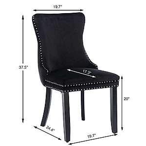 Black Velvet Dining Chairs Set of 4, Tufted Wingback Upholstered Dining Room Chairs with Solid Wood Legs, Mid Century Modern Dining Chair for Dining Room,Living Room,Kitchen(Black)