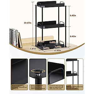 KATHY&BOB Bathroom Countertop Organizer, Make-up Desk Organization, Dressing Shelf Desktop Storage for Bathroom Cosmetic Dorm Kitchen Living Room, Multipurpose Cubicle Display Rack (Black, 3 Tiers)