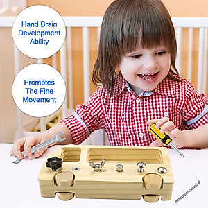 Montessori Screwdriver Board Set Toddler Real Tools Wooden Montessori Toys with Bolt Toddler Fine Motor Skill Construction Building STEM Sensory Toy Preschool Classroom Learning for 3 4 5 Year Olds
