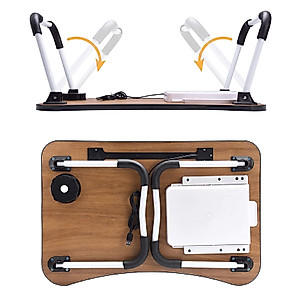 Slendor Laptop Desk Laptop Bed Stand Foldable Laptop Table Folding Breakfast Tray Portable Lap Standing Desk Reading and Writing Holder with Drawer for Bed Couch Sofa Floor