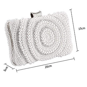 NMBBN Fashion Women Pearl Bag Tote Top Handle Bag Purses Handmade Beaded Handbags for,Size 20 * 5 * 13cm