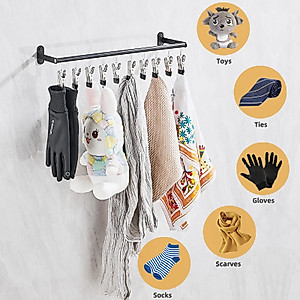 SIMVE Hat Rack for Baseball Caps Organizer with 20 Clips Modern 16.3in Metal Holder Wall Mounted Display Hanger Hanging Storage Accessories Closet Bedroom Door Entryway Organization Set of 2 Black