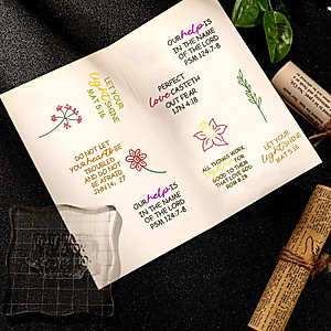 4 Sheets Stamps for Crafting Bible Verse Clear Stamps Set Acrylic Making Christian Scrapbooking Stamp Rubber 2 Pieces Blocks Tools with Grid Lines for DIY Scrapbooking Making(Classic Style)