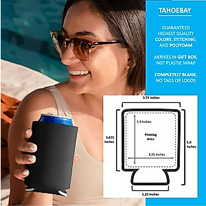 TahoeBay Blank Beer Can Coolers (25-Pack) Plain Bulk Collapsible Foam Soda Cover Coolies, Personalized Sublimation Sleeves for Weddings, Bachelorette Parties, HTV Projects (Black)