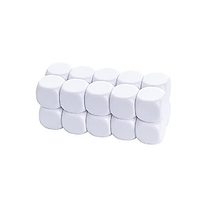 kaiheng 22mm Acrylic Dice with Smoothed Surface Six Sided Dice with Rounded Corner Blank White Dice Cubes for Board Games, DIY Sticker, Math Counting Teaching, Party Fun 20PCS