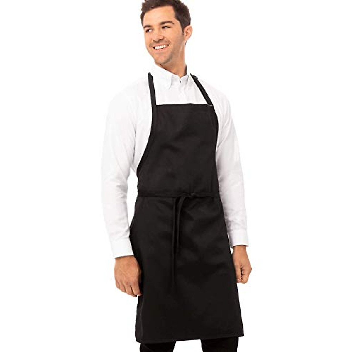 Chef Works Unisex Bib Apron without Pockets, Black, One Size