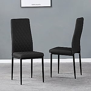 Lecut Modern Dining Chairs Set of 6 with PU Leather Seat and Metal Legs Mid Century Kitchen Dining Room Chairs with High Back for Restaurant and Living Room (Black)