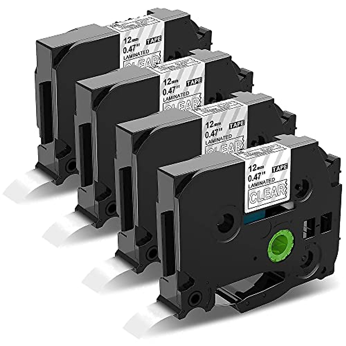 4 Pack White + 4 Pack Clear Compatible with Brother Ptouch 12mm 0.47 Laminated TZ Tape