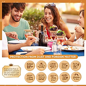 10Pcs Wine Glass Charcuterie Topper,10 Themes Charcuterie Board Topper,Glass Topper Coasters,Water Glass Toppers Keeps Debris Out for Party Wine Accessories Housewarming