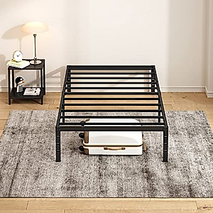 HLIPHA Twin XL Size Metal Platform Bed Frame with Heavy Duty Metal Slat Support,14" Height Easy Assembly Mattress Foundation,No Box Spring Needed,Black