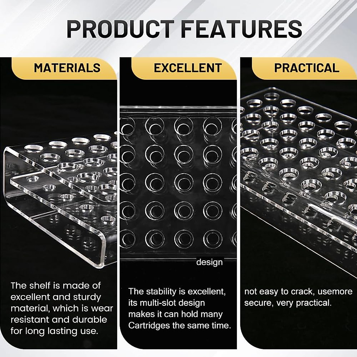 Desk Organizer Stand Holder for Lab use 510 carts Stand Organizer for 0.5ml 1ml Tank Stands & Shelves(19cm x 10cm x 4cm) (19cm x 10cm x 4cm)