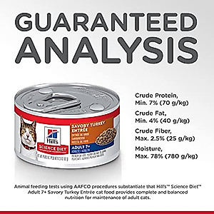 Hill's Science Diet Wet Cat Food, Adult 7+ for Senior Cats, Savory Turkey Recipe, 2.9 oz Cans, 24 Pack