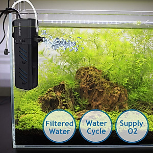 NO.17 Submersible Aquarium Internal Filter, Adjustable Fish Tank Filter with Water Pump for Fish Tank (400GPH, 15W)