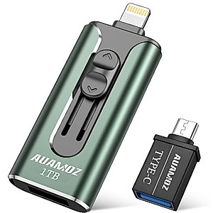 Flash Drive for iPhone 1TB, AUAMOZ USB Memory Stick Photo Stick External Storage Thumb Drive for iPhone iPad Android Computer (Dark Green)